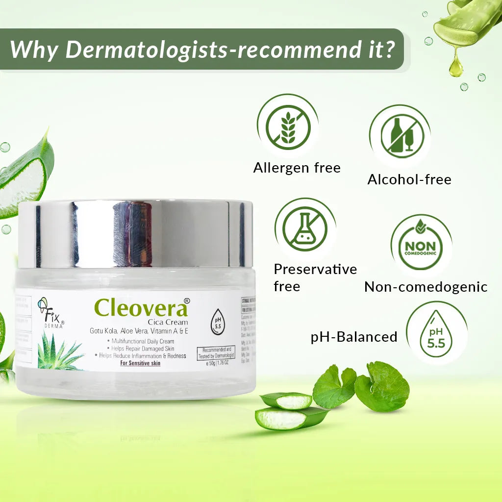 Cica & Aloe Vera Moisturinzing cream for damaged skin – Fixderma Skincare